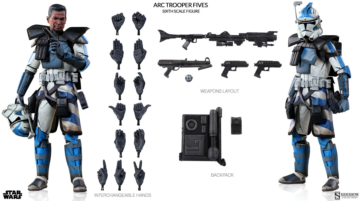 Sideshow ARC Clone Trooper Fives (Phase II Armor) - Starwarscollector.de